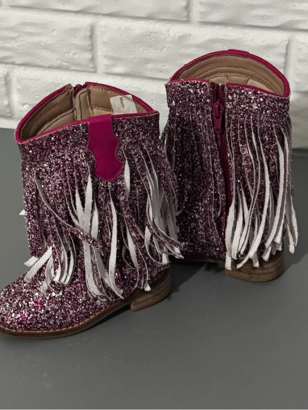 Shoes | Ramblin Dixie Glitter Fringe Western Boots Girls 8 Pink Silver ...